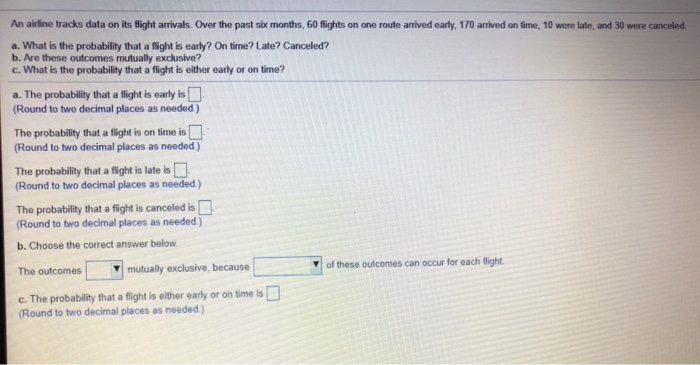 Solved An airline tracks data on its flight arrivals. Over | Chegg.com