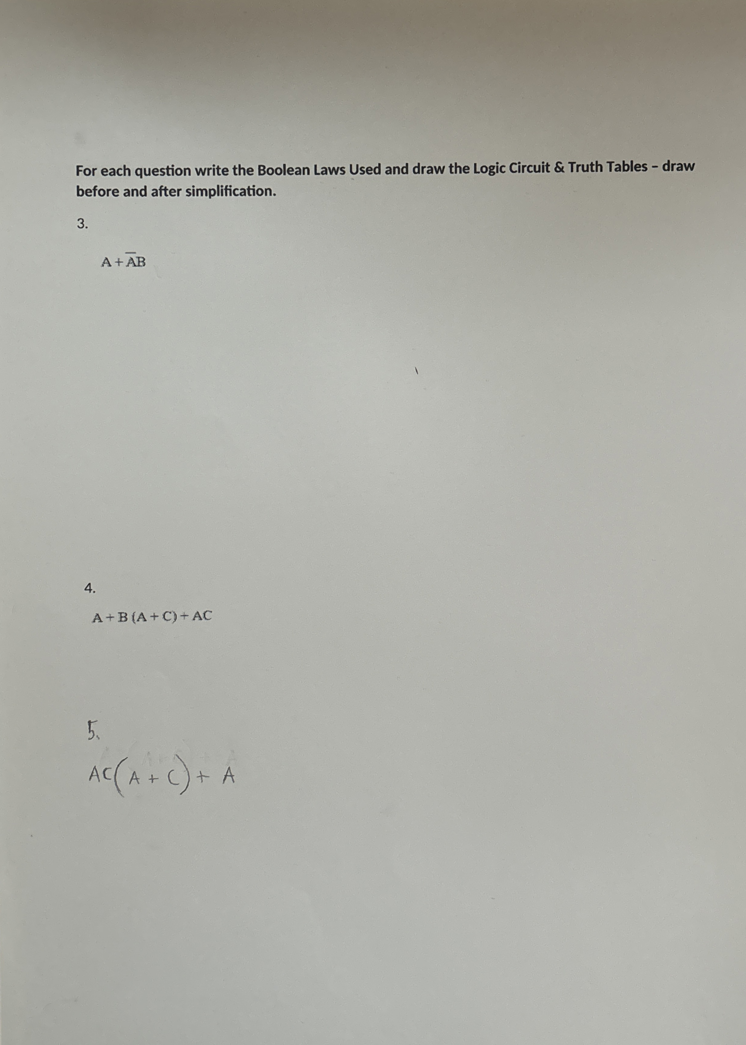 Solved FFor each question write the Boolean Laws Used and | Chegg.com