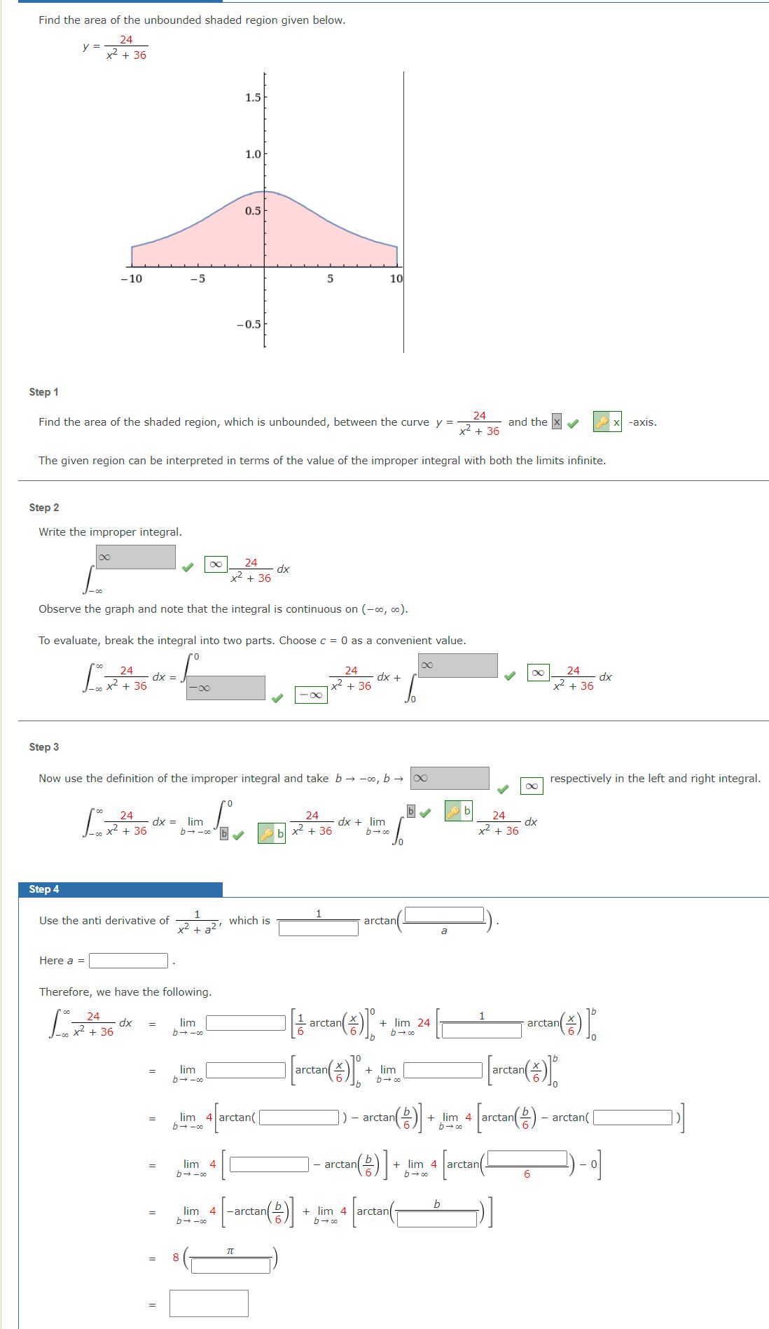 Solved Find the area of the unbounded shaded region given | Chegg.com