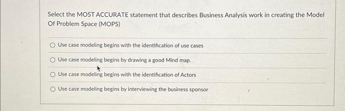 Solved Select the MOST ACCURATE statement that describes | Chegg.com