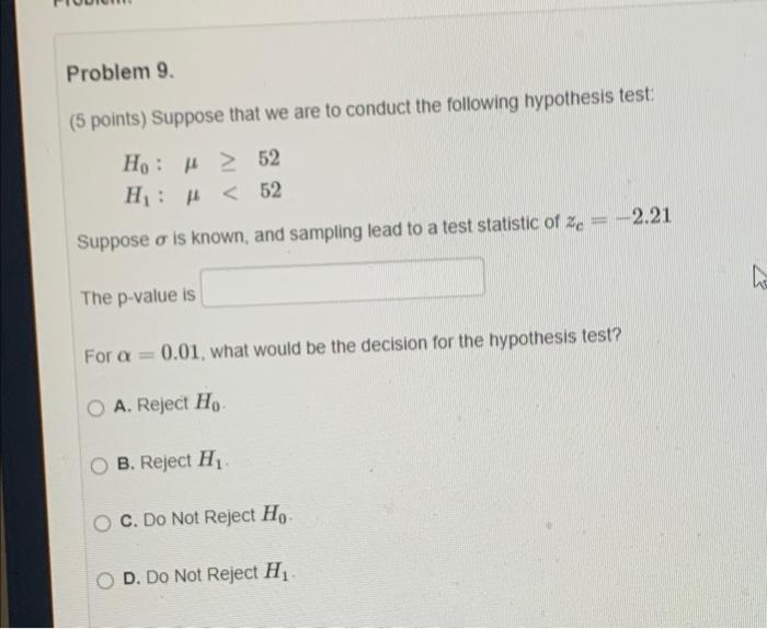 Solved Problem 9. (5 points) Suppose that we are to conduct | Chegg.com
