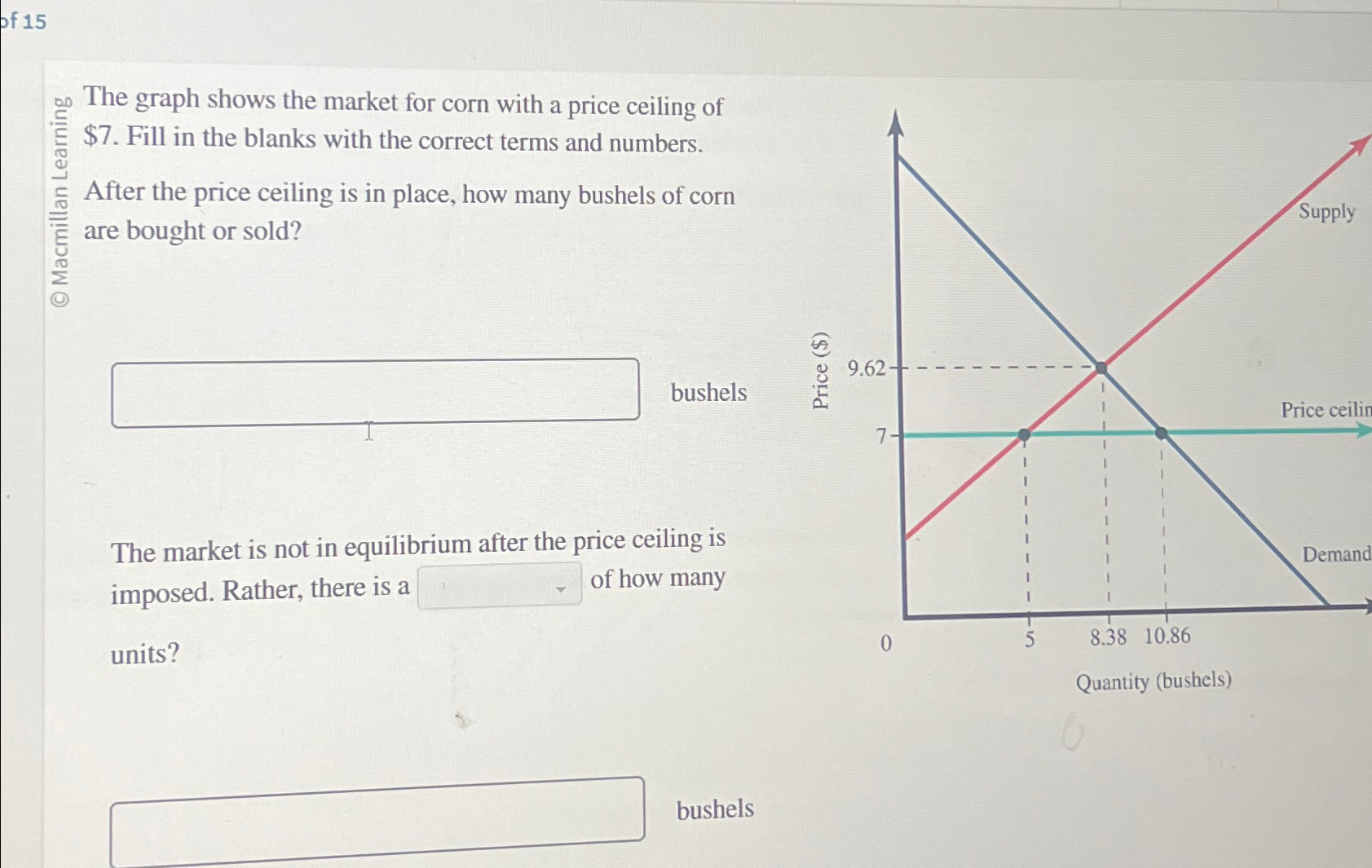 Solved of 15The graph shows the market for corn with a price | Chegg.com