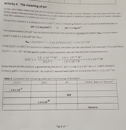 Solved Activity 4. ﻿The meaning of pHSo far, you have | Chegg.com