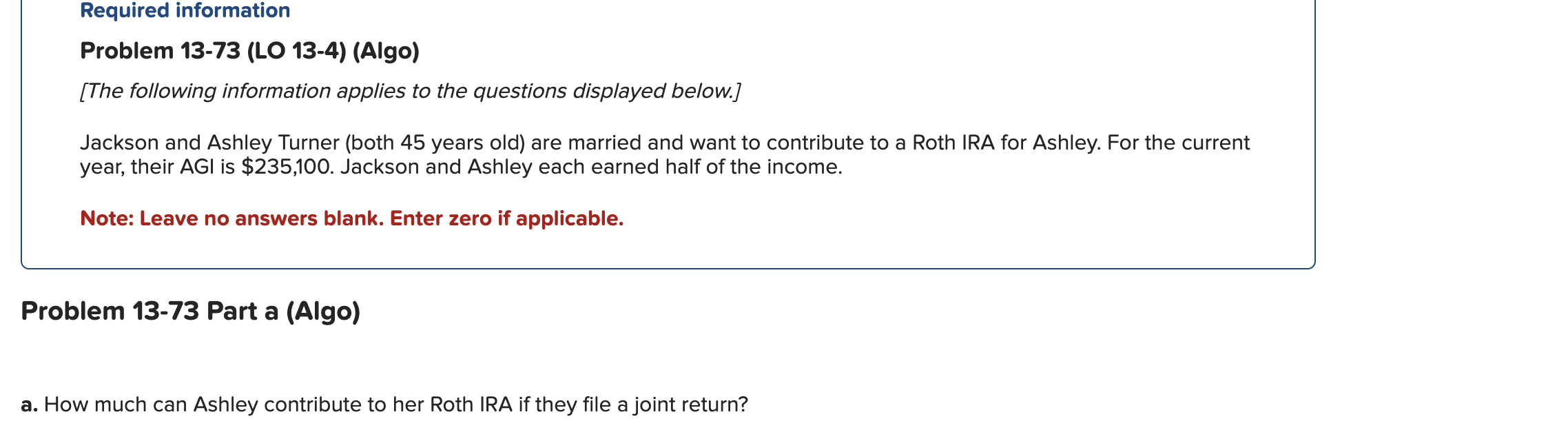 Solved Required informationProblem 13-73 (LO | Chegg.com