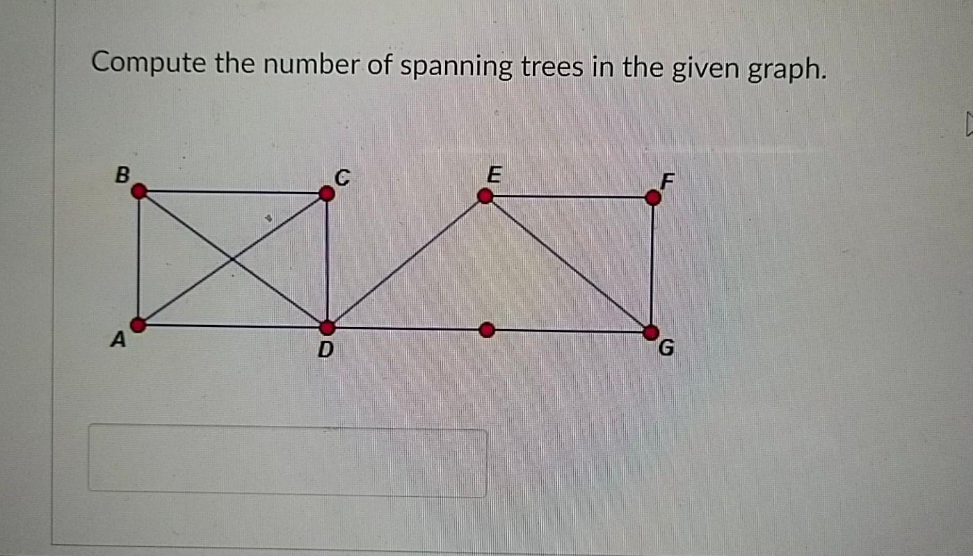 Solved Compute the number of spanning trees in the given | Chegg.com | Chegg.com