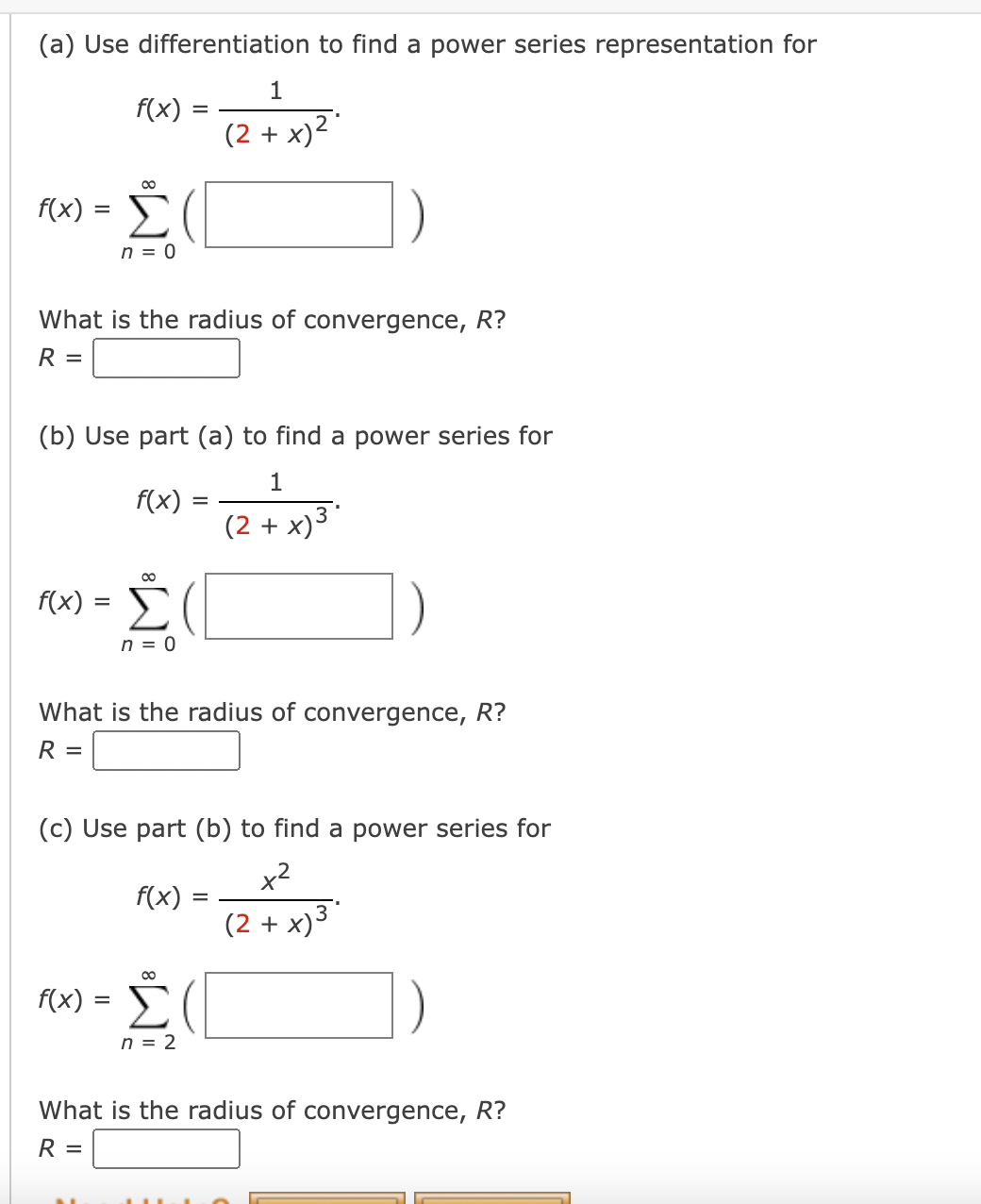 Solved (a) ﻿Use differentiation to find a power series | Chegg.com