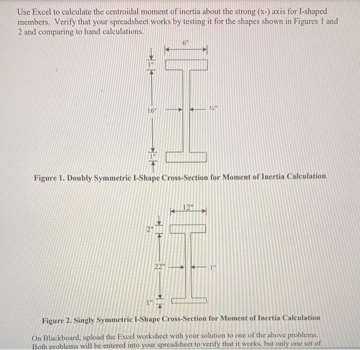 Solved Use Excel to calculate the centroidal moment of | Chegg.com