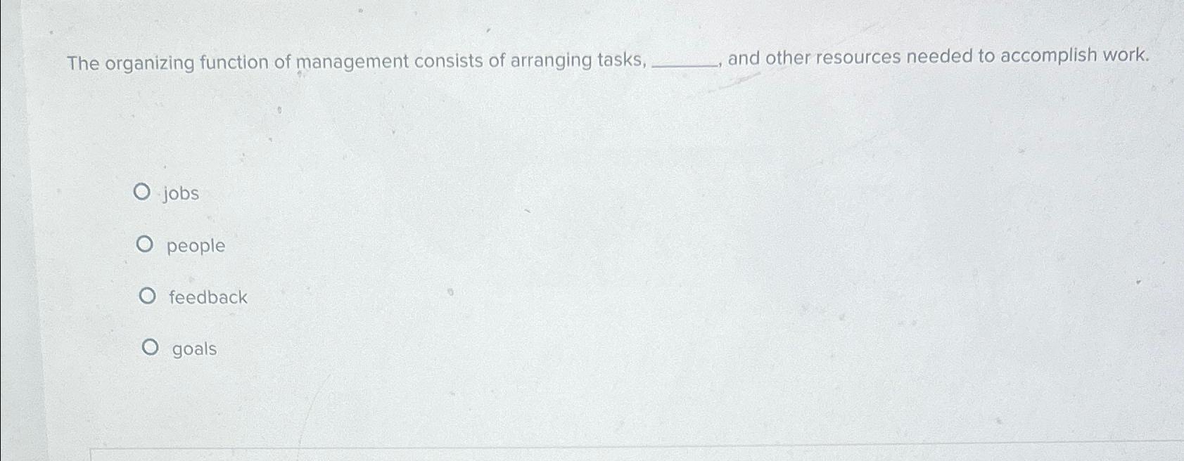 Solved The organizing function of management consists of | Chegg.com