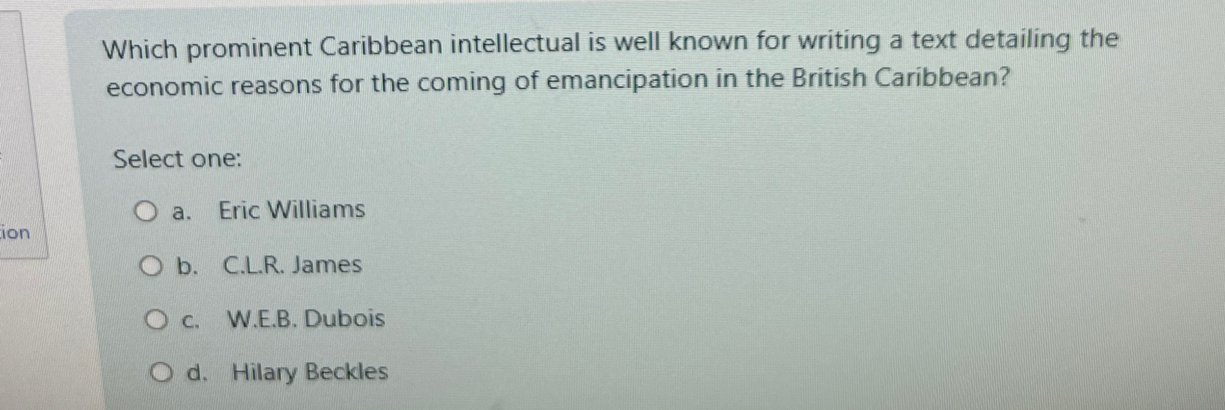 Solved Which prominent Caribbean intellectual is well known | Chegg.com