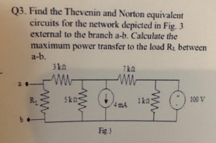 Solved Q3. Find the Thevenin and Norton equivalent circuits | Chegg.com
