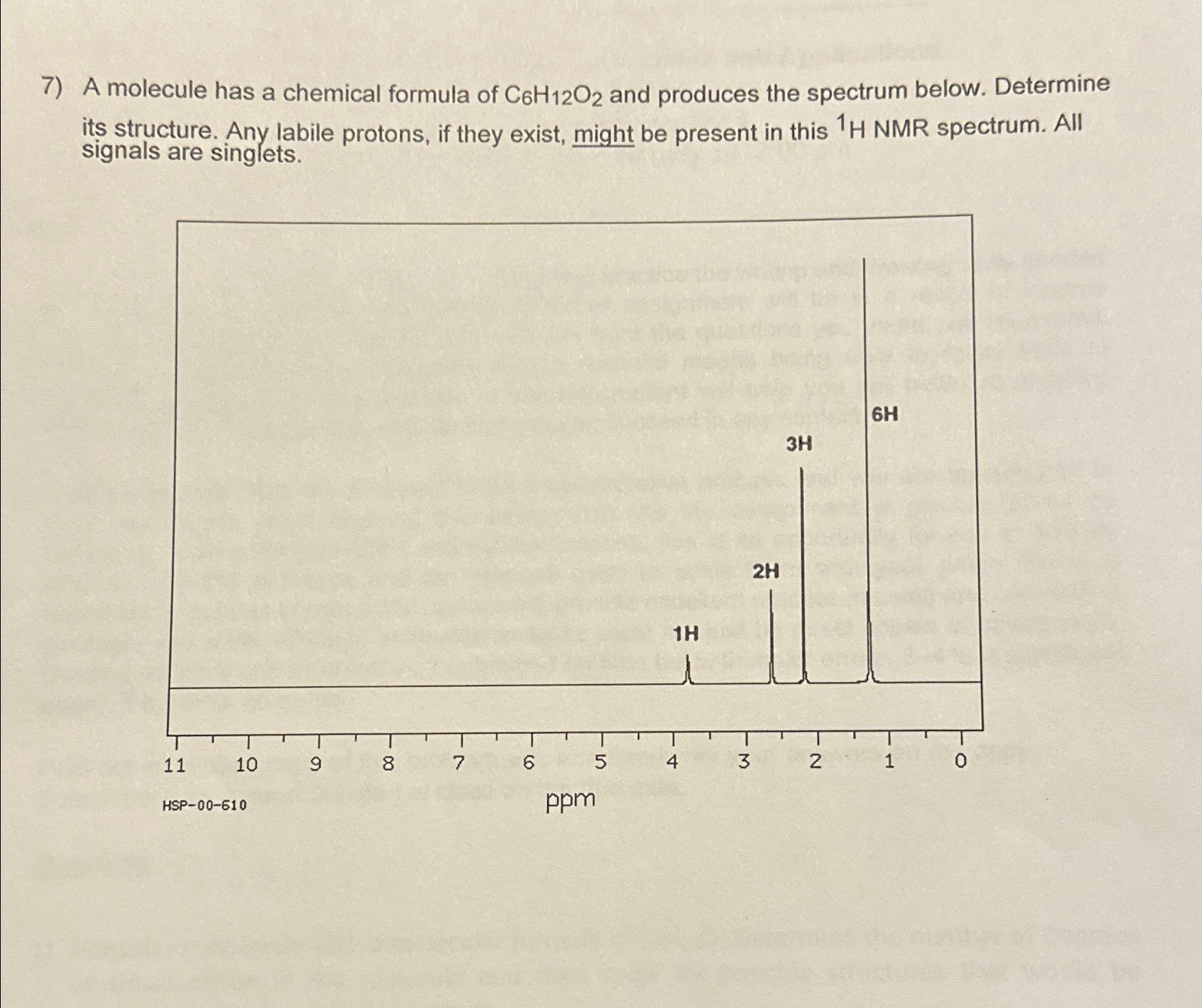 Solved A molecule has a chemical formula of C6H12O2 ﻿and | Chegg.com