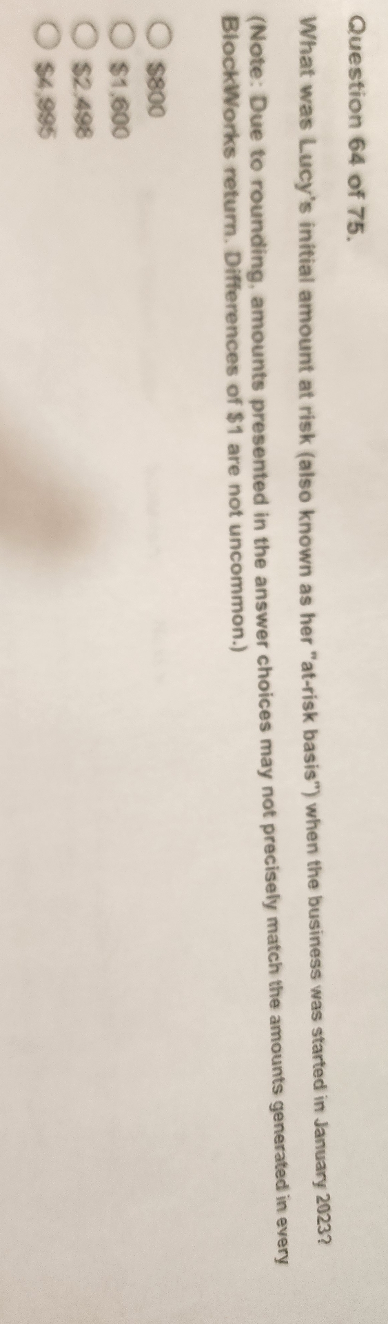 Solved Question 64 ﻿of 75.What was Lucy's initial amount at | Chegg.com
