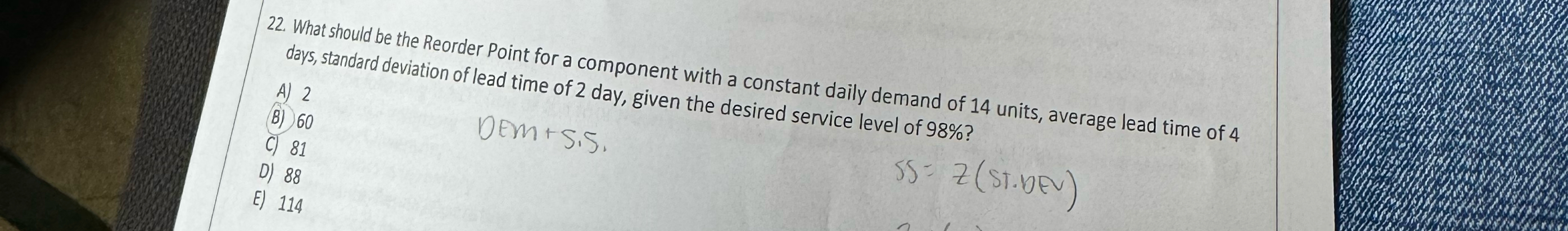 Solved What should be the Reorder Point for a component with | Chegg.com
