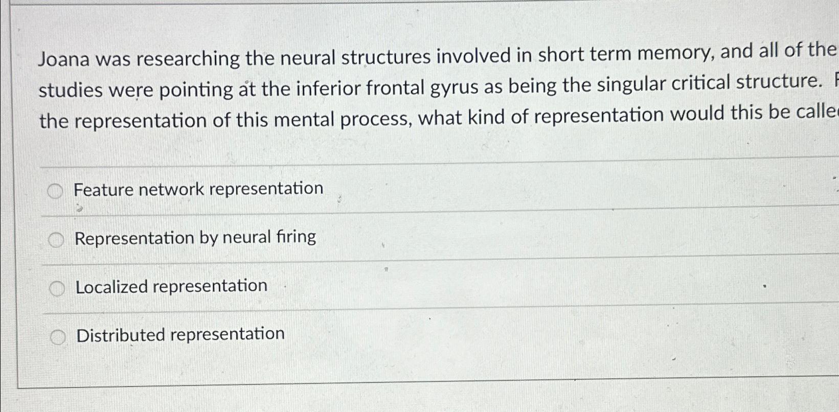 Solved Joana was researching the neural structures involved | Chegg.com