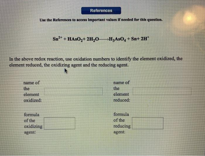 Solved References Use the References to access Important | Chegg.com