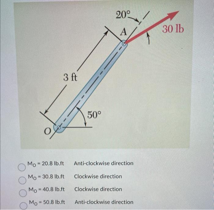 Solved A 30−lb force acts on the end of the 3−ft lever as | Chegg.com