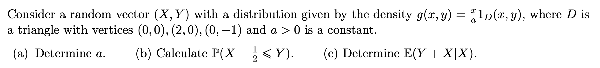 Solved Consider a random vector (x,Y) ﻿with a distribution | Chegg.com