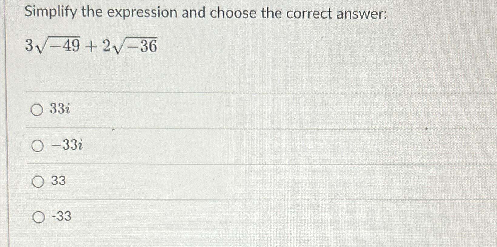 Solved Simplify the expression and choose the correct | Chegg.com