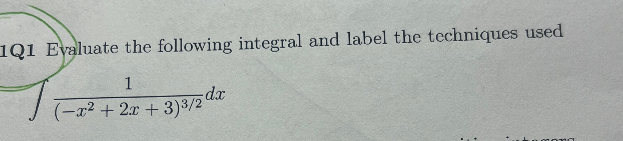 Solved 1Q1 ﻿Evaluate the following integral and label the | Chegg.com