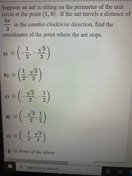 Solved Suppose an ant is sitting on the perimeter of the | Chegg.com