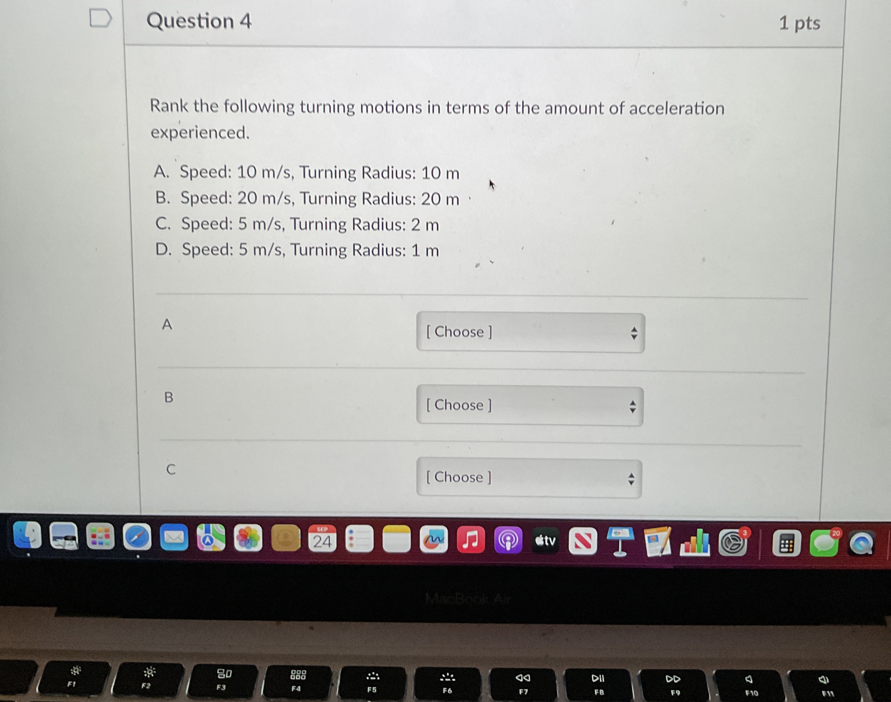Solved Rank the following turning motions in terms of the | Chegg.com