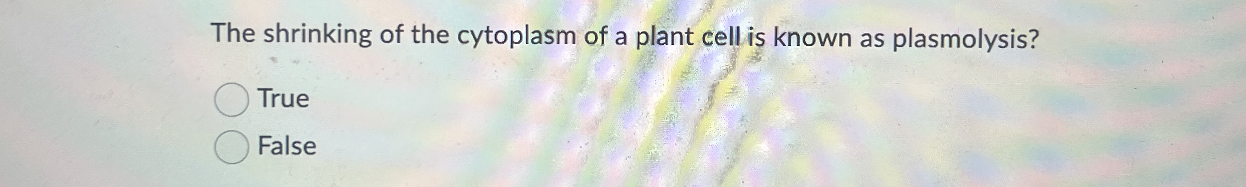 Solved The shrinking of the cytoplasm of a plant cell is | Chegg.com