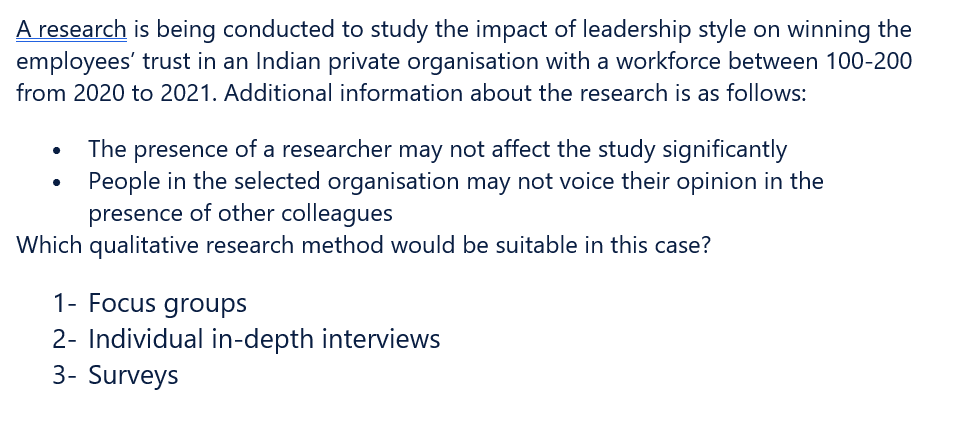 Solved A research is being conducted to study the impact of | Chegg.com