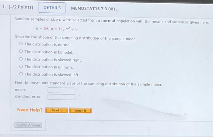 Solved Random samples of size n were selected from a normal | Chegg.com
