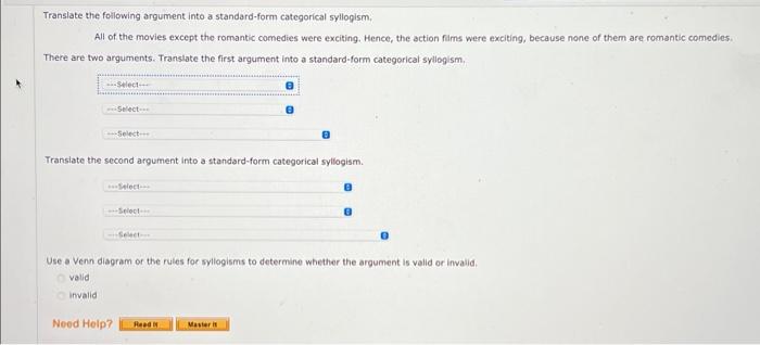 Translate the foilowing argument into a standard-form | Chegg.com