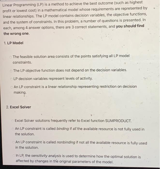 Solved Linear Programming Lp Is A Method To Achieve The 4445