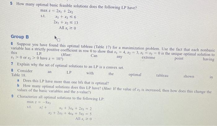 Solved 5 How many optimal basic feasible solutions does the | Chegg.com