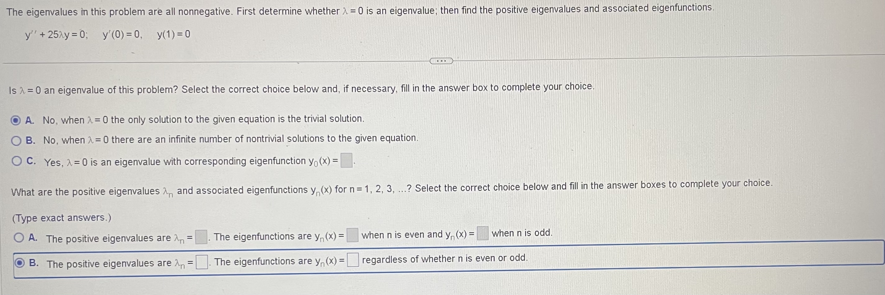 Solved The eigenvalues in this problem are all nonnegative. | Chegg.com