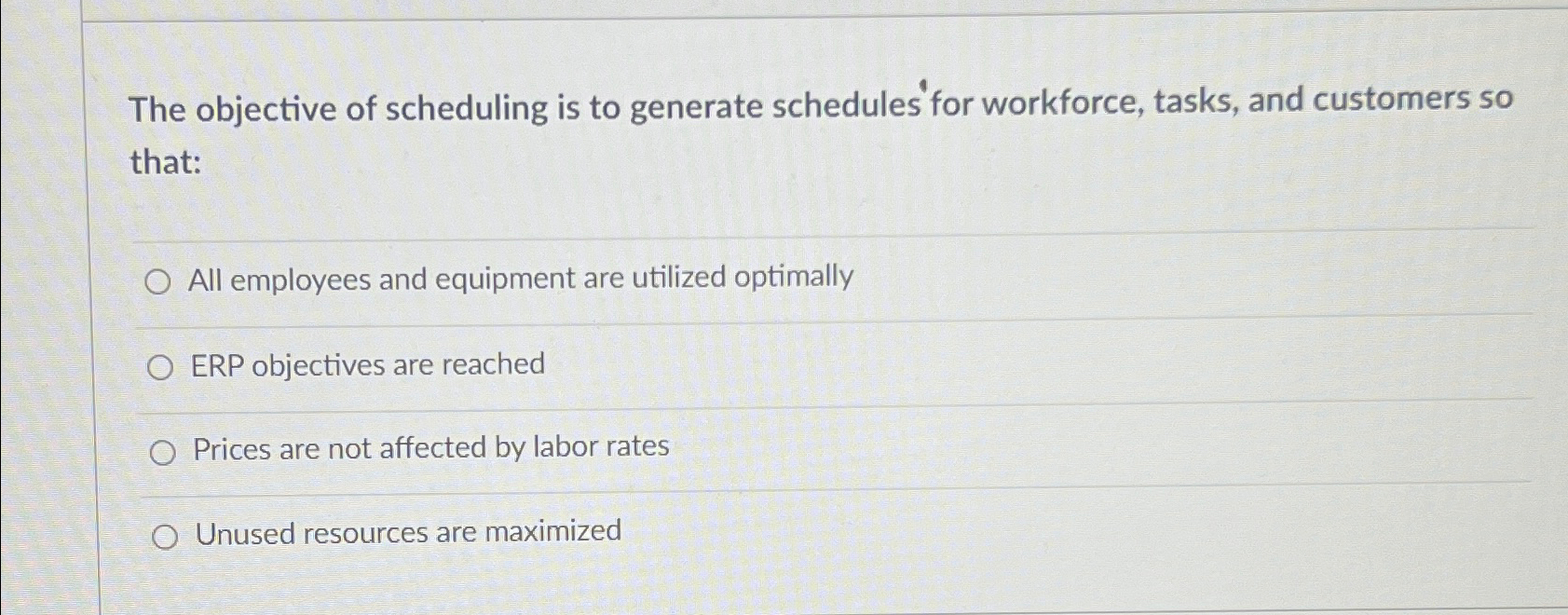 Solved The objective of scheduling is to generate schedules' | Chegg.com
