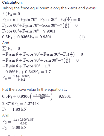 Solved Calculation:Taking the force equilibrium along the | Chegg.com