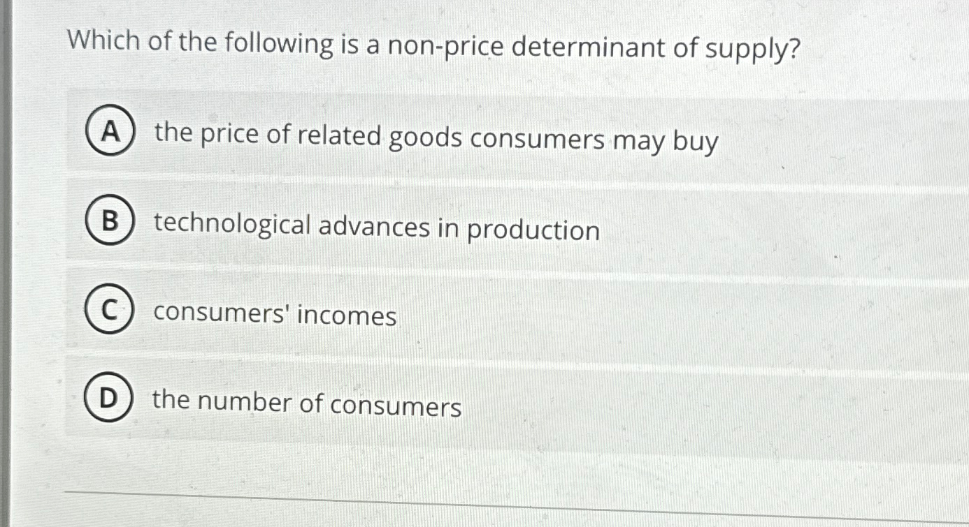 Solved Which of the following is a non-price determinant of | Chegg.com