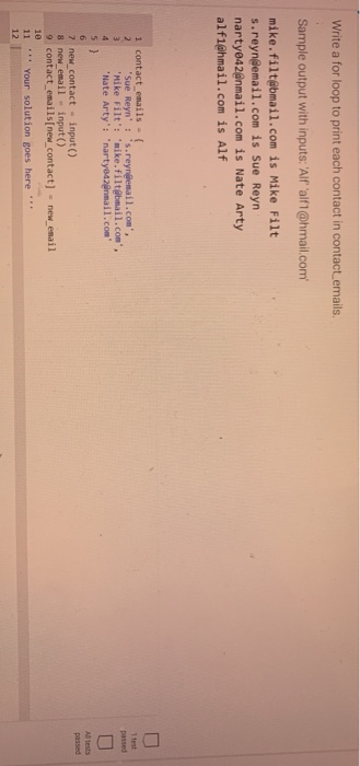 Solved Write A For Loop To Print Each Contact In 4041