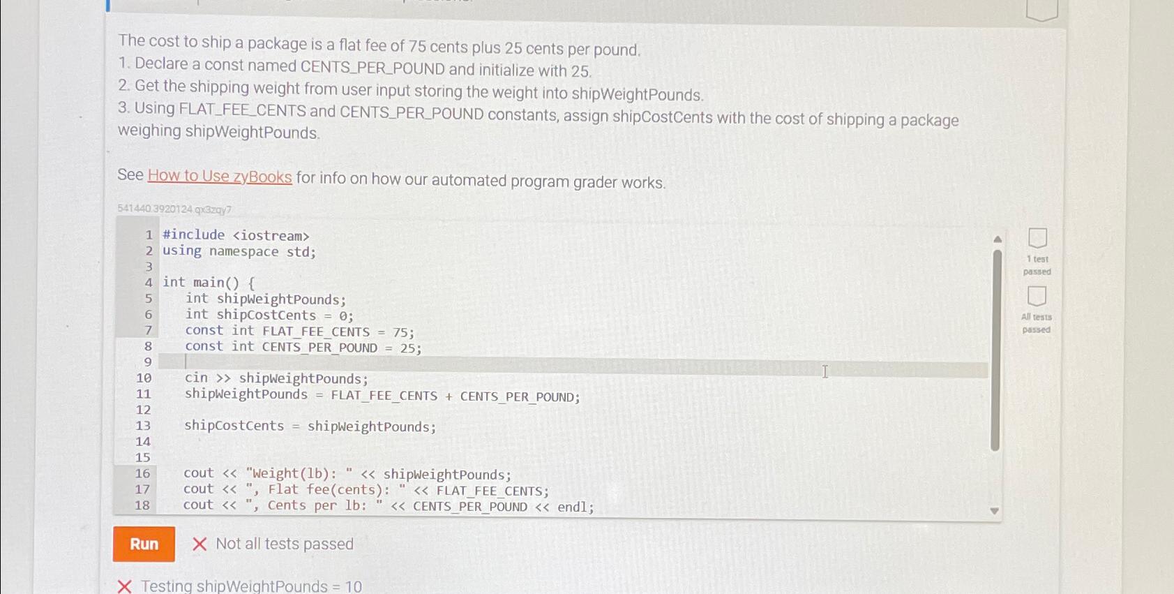 Solved The cost to ship a package is a flat fee of 75 ﻿cents | Chegg.com