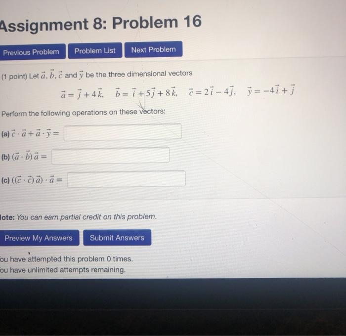 Solved Assignment 8 Problem 16 Previous Problem Problem