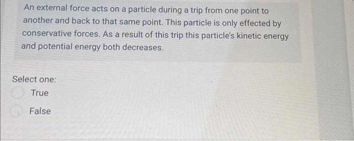 Solved An External Force Acts On A Particle During A Trip