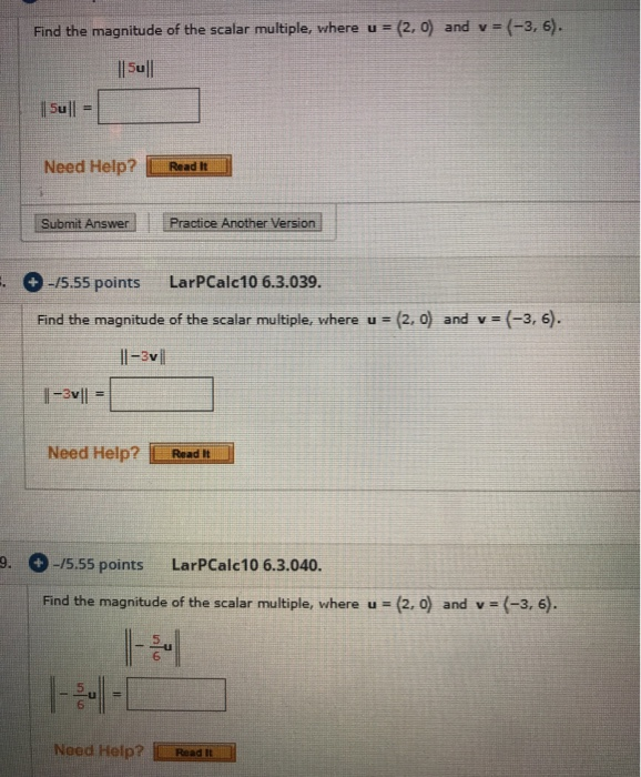 Solved Find The Magnitude Of The Scalar Multiple Where U 