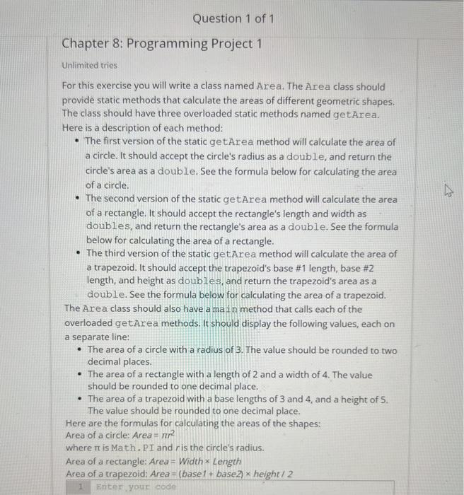 Solved Unlimited tries For this exercise you will write a | Chegg.com