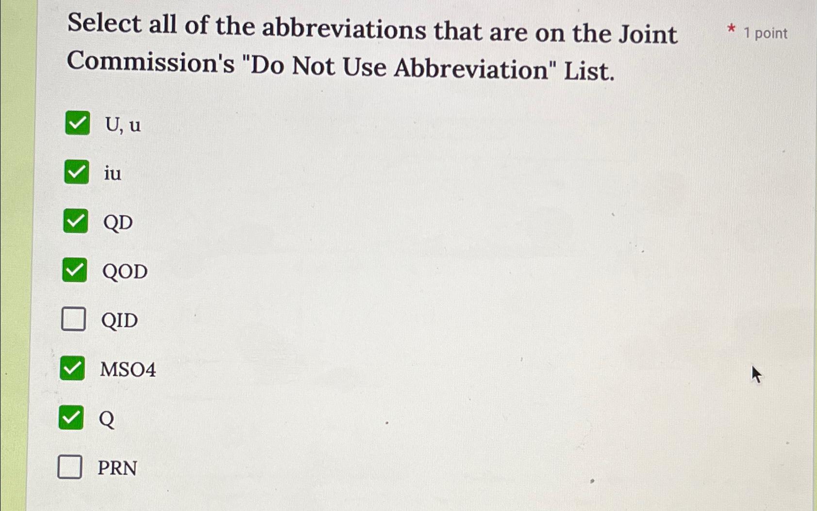 Solved Select all of the abbreviations that are on the | Chegg.com