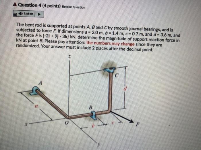 Solved A Question 4 (4 points) Retake question Listen The | Chegg.com