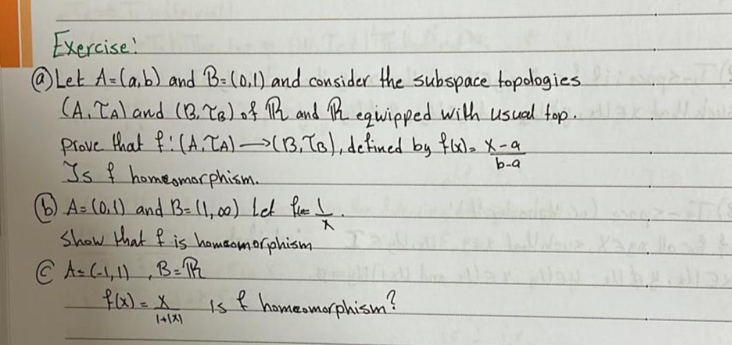 Solved (a) Let A=(a,b) and B=(0,1) and consider the subspace | Chegg.com