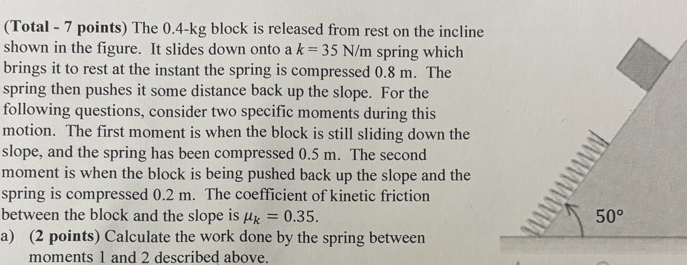 Solved (Total - 7 ﻿points) ﻿The 0.4-kg ﻿block is released | Chegg.com