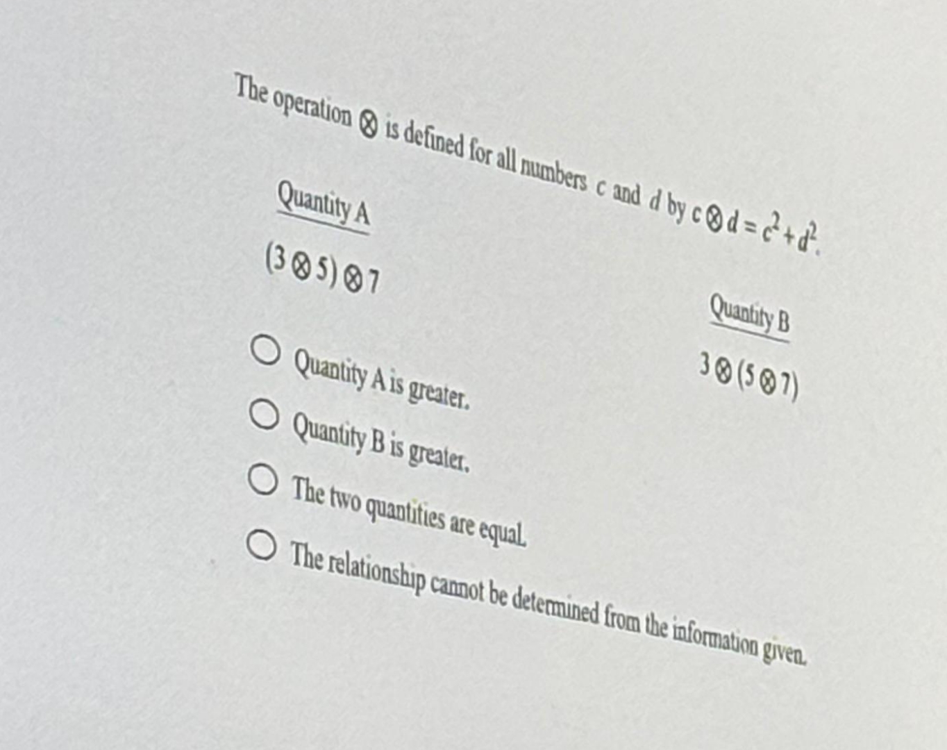 Solved The operation ox ﻿is defined for all numbers c ﻿and d | Chegg.com