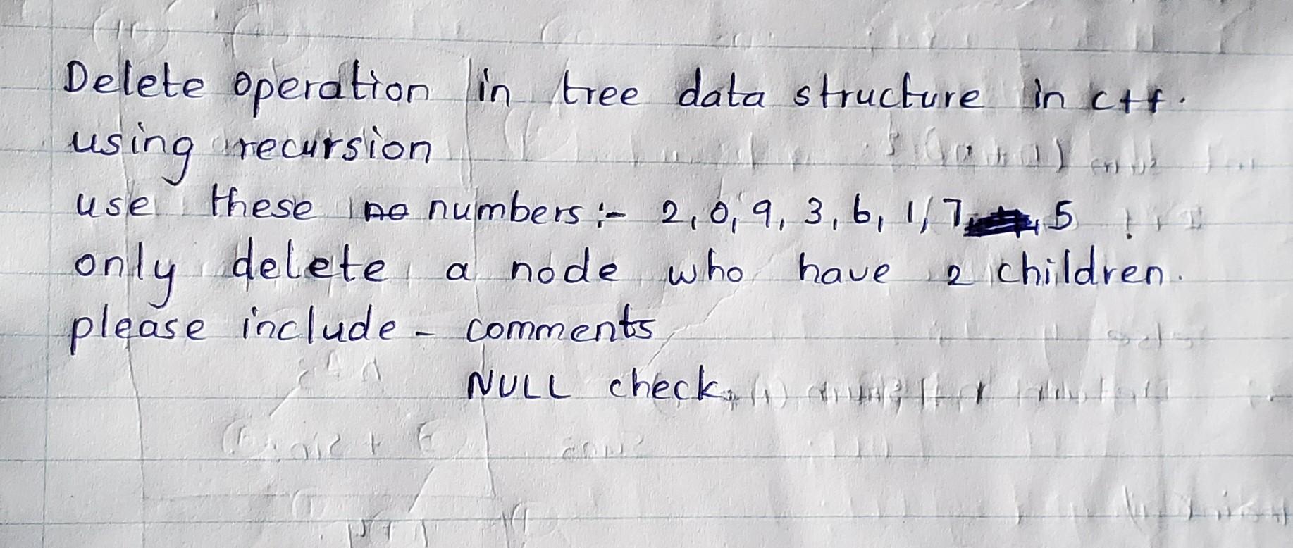 Solved Delete operation in tree data structure in c+f. using | Chegg.com