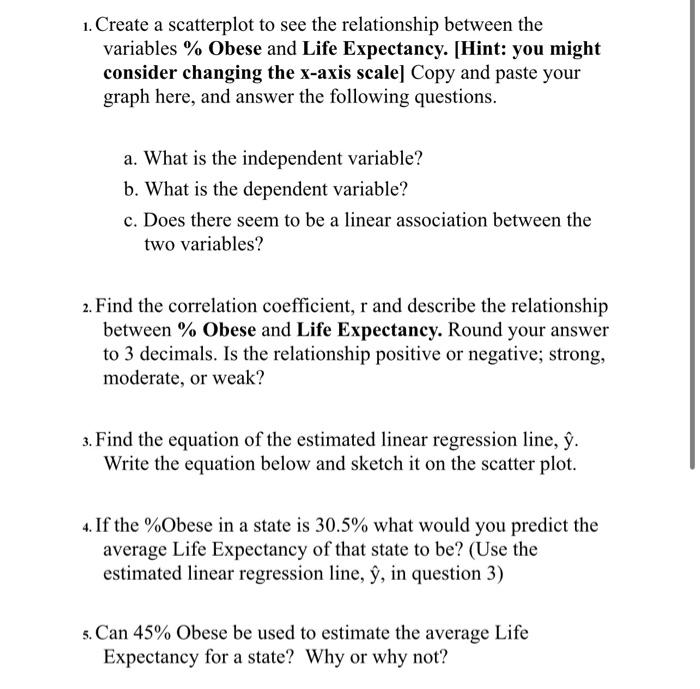 Solved \begin{tabular}{|l|r|l|r|} \hline State & % Obese & | Chegg.com