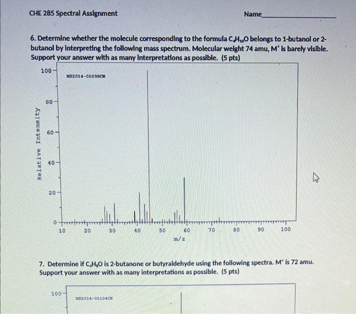 Solved CHE 285 Spectral Assignment Name 6. Determine whether | Chegg.com