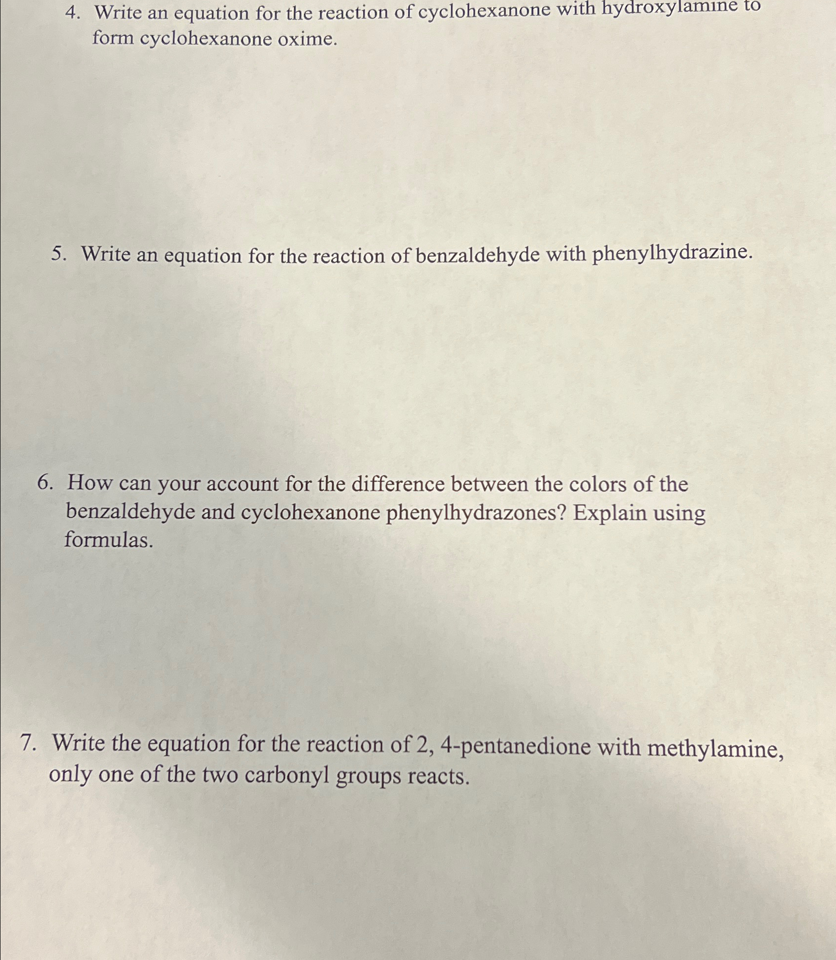 Solved Write an equation for the reaction of cyclohexanone | Chegg.com
